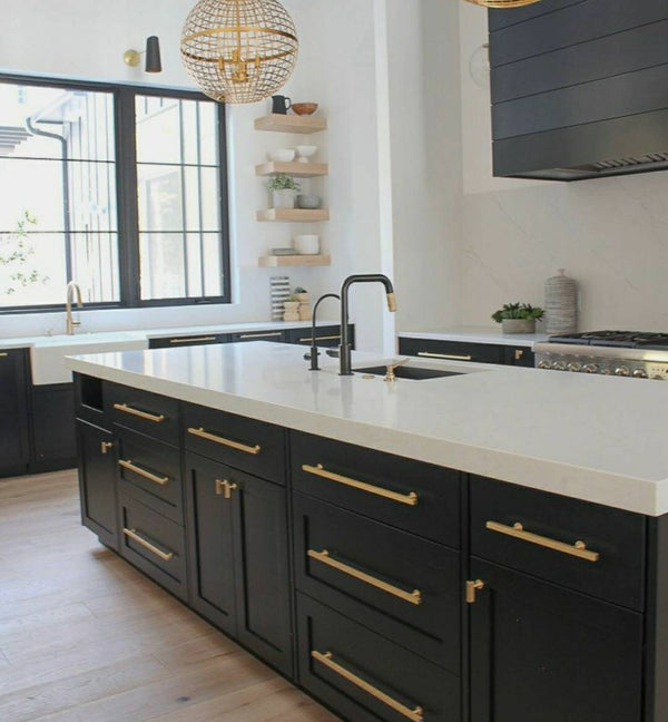 Sleek modern Cabinet Handles door pulls Matte Black Gold Or Silver Chr ...